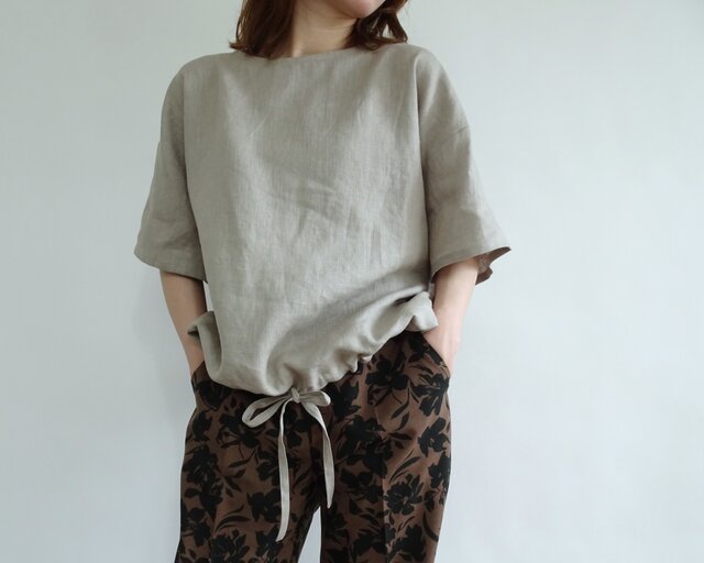 ゆったり大人シルエット/リネンドロストプルオーバー＜サンドベージュ＞ | iichi 日々の暮らしを心地よくするハンドメイドやアンティークのマーケットプレイス