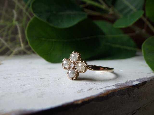 限定品特価 K10ローズカットダイア0.47ctのリング | iichi 日々の暮らしを心地よくするハンドメイドやアンティークのマーケットプレイス