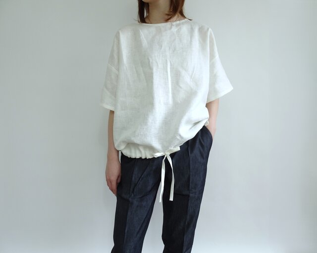 ゆったり大人シルエット/リネンドロストプルオーバー＜オフホワイト＞ | iichi 日々の暮らしを心地よくするハンドメイドやアンティークのマーケットプレイス