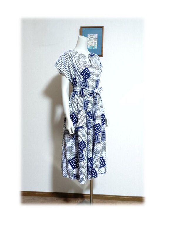 424 1点物 ワンピース ジャンパースカート キーネック ローウェスト デッドストック浴衣地 伝統柄 夏のお出かけ | iichi 日々の暮らしを心地よくするハンドメイドやアンティークの ...