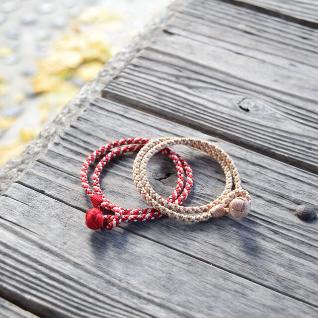 【腕サイズ18cm】組紐 くみひも ブレスレット ギフト 正絹 二重巻ブレスレット レッド SEB7-L | iichi 日々の暮らしを心地よくするハンドメイドやアンティークのマーケットプレイス