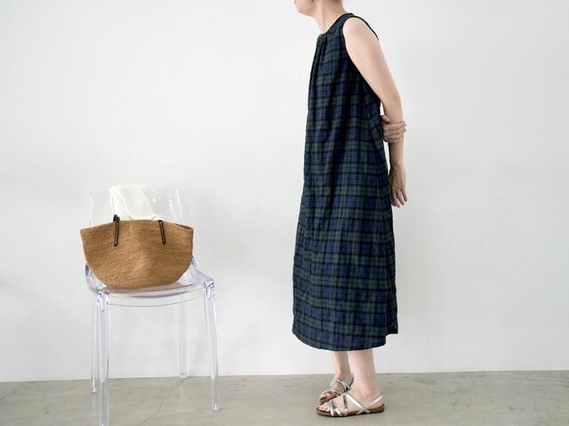 ブラックウォッチ 柔らかコットンのノースリーブワンピ No.354 | iichi 日々の暮らしを心地よくするハンドメイドやアンティークのマーケットプレイス