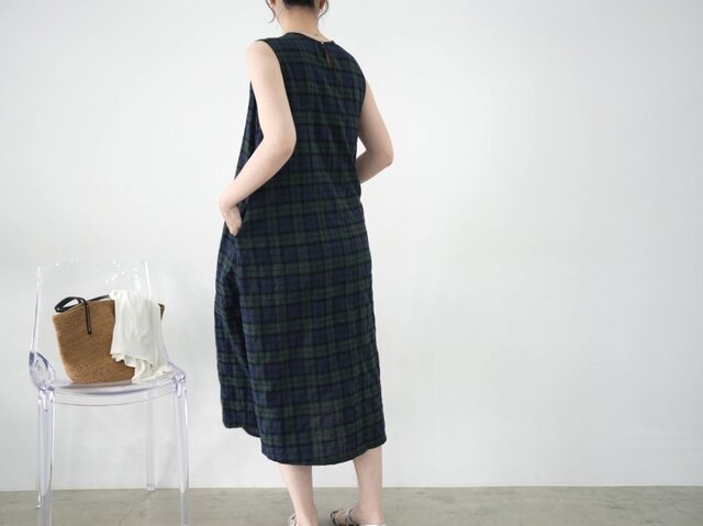 ブラックウォッチ 柔らかコットンのノースリーブワンピ No.354 | iichi 日々の暮らしを心地よくするハンドメイドやアンティークのマーケットプレイス