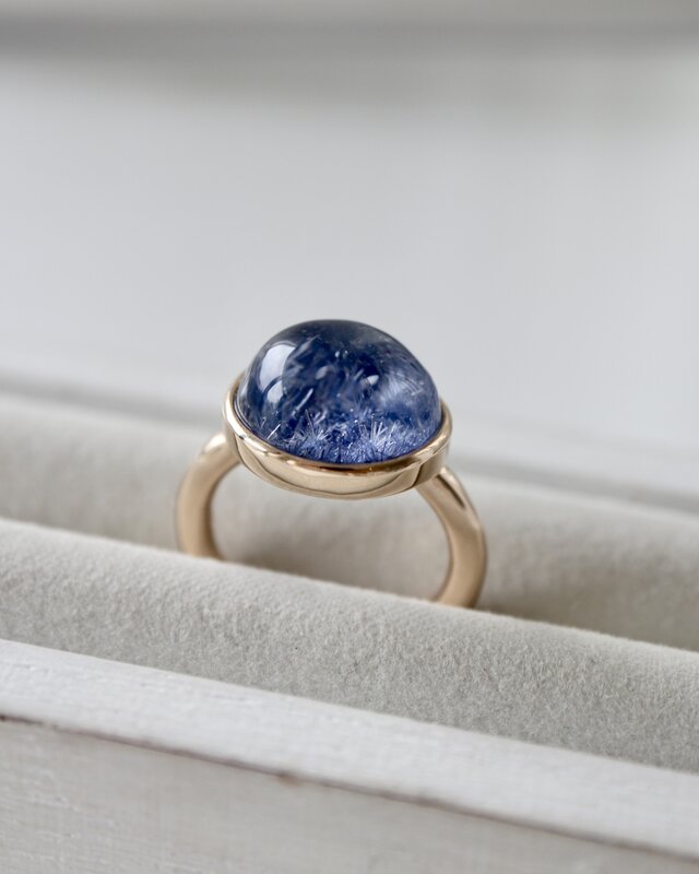 K10[深海庭園dumortierite in quartz]ring | iichi 日々の暮らしを心地よくするハンドメイドやアンティークのマーケットプレイス