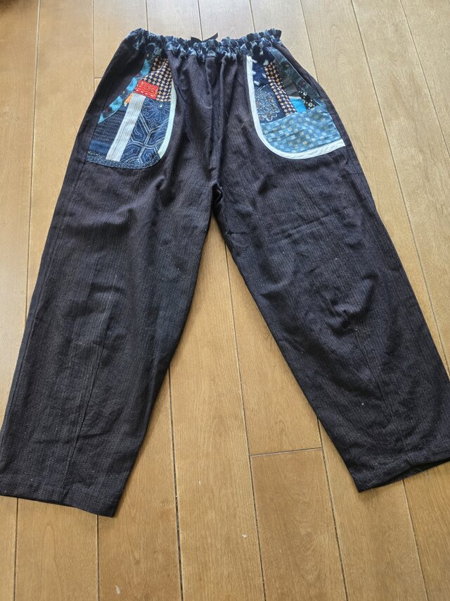 着物リメイク 手作り ポケットがかわいい 縞木綿 パンツ | iichi 日々の暮らしを心地よくするハンドメイドやアンティークのマーケットプレイス