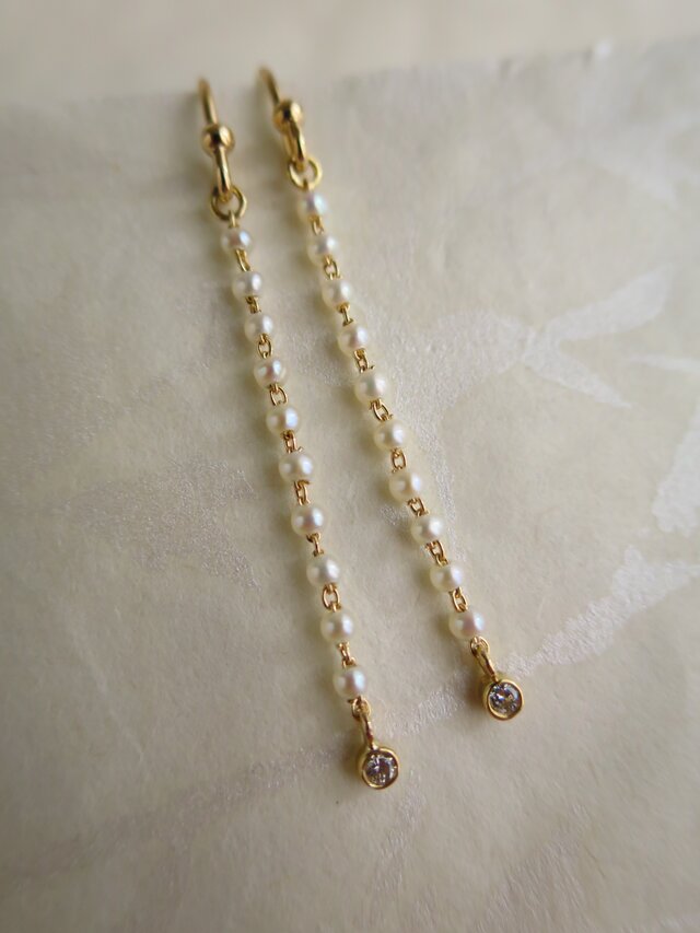 K18 Fresh water pearl Dia Pierce | iichi 日々の暮らしを心地よくするハンドメイドやアンティークのマーケットプレイス