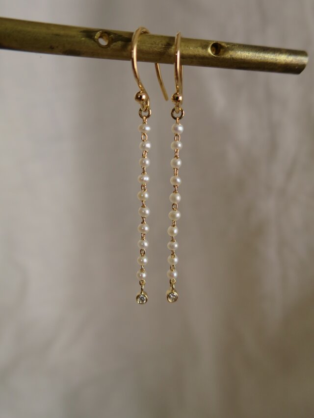 K18 Fresh water pearl Dia Pierce | iichi 日々の暮らしを心地よくするハンドメイドやアンティークのマーケットプレイス