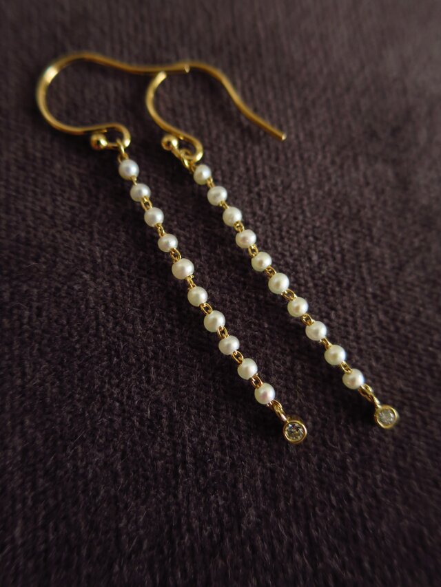 K18 Fresh water pearl Dia Pierce | iichi 日々の暮らしを心地よくするハンドメイドやアンティークのマーケットプレイス