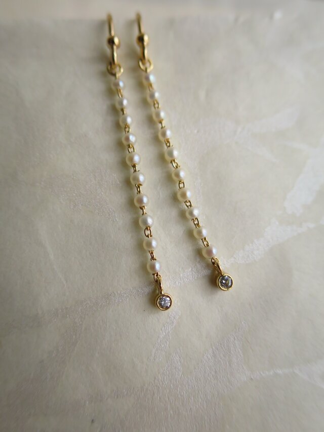 K18 Fresh water pearl Dia Pierce | iichi 日々の暮らしを心地よくするハンドメイドやアンティークのマーケットプレイス