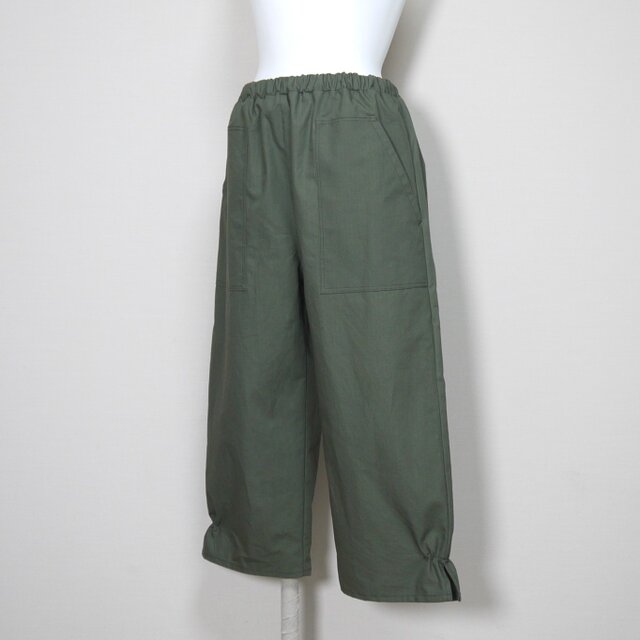 【リップクロス】ポップスリットパンツ カーキ フリーサイズ（コットン100％） | iichi 日々の暮らしを心地よくするハンドメイドやアンティークのマーケットプレイス