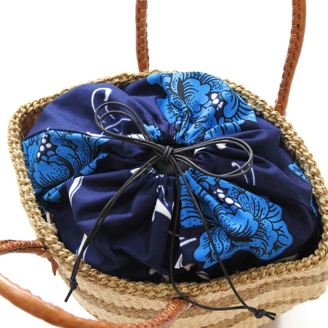かごバッグ用 インナーバッグ（内袋）巾着袋 バスケット サイザルバッグ | iichi 日々の暮らしを心地よくするハンドメイドやアンティークのマーケットプレイス