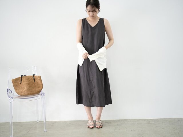 真夏のシンプルワンピース・グレー No.356 | iichi 日々の暮らしを心地よくするハンドメイドやアンティークのマーケットプレイス