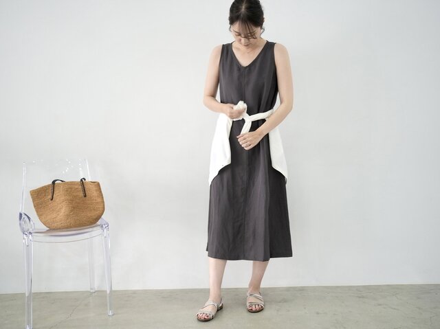 真夏のシンプルワンピース・グレー No.356 | iichi 日々の暮らしを心地よくするハンドメイドやアンティークのマーケットプレイス