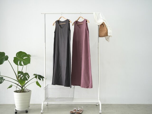 真夏のシンプルワンピース・グレー No.356 | iichi 日々の暮らしを心地よくするハンドメイドやアンティークのマーケットプレイス