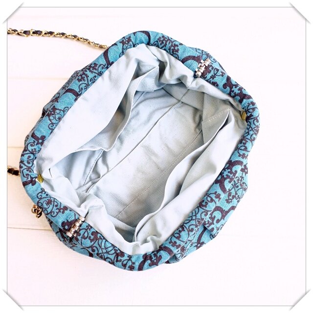 2way YUWA★アラベスク・ダマスク柄ニューム口金のポシェット | iichi 日々の暮らしを心地よくするハンドメイドやアンティークのマーケットプレイス