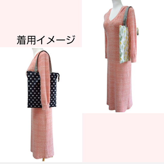 雨の日用 撥水加工のA4ファスナートートバッグ レインバッグ 梅雨 ドット ブラック 275 | iichi 日々の暮らしを心地よくするハンドメイドやアンティークのマーケットプレイス