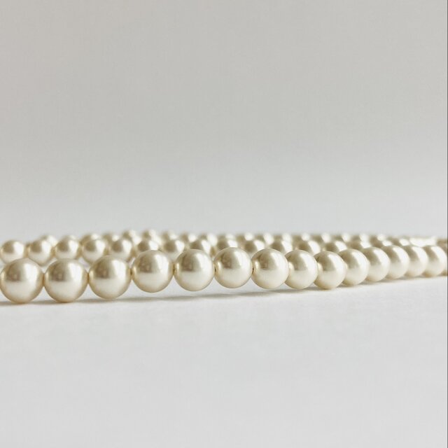 ガラスパールマチネーネックレス/5.5mm約60cm/ホワイトベージュ/G/made in japan | iichi 日々の暮らしを心地よくするハンドメイドやアンティークのマーケットプレイス