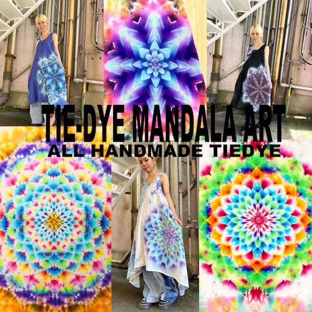 タイダイ ゆったりワンピース 藍色 スノーフレイク Hippies Dye最新作 HD24-18 | iichi 日々の暮らしを心地よくするハンドメイドやアンティークのマーケットプレイス