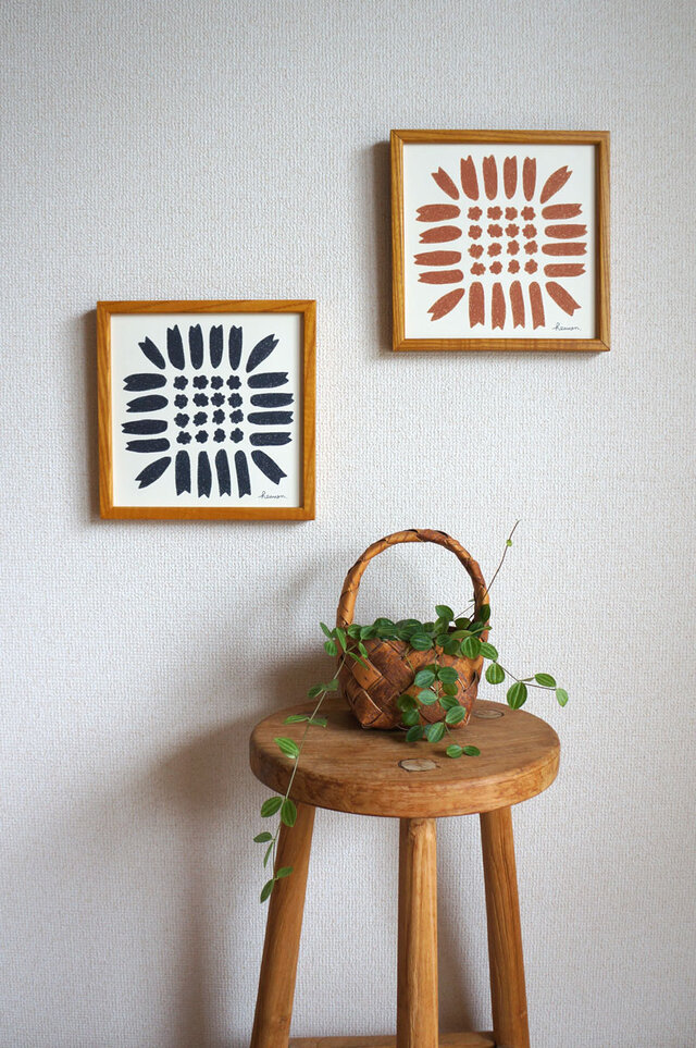 sunflower ( brown ) 」20cm角ポスター | iichi 日々の暮らしを心地よくするハンドメイドやアンティークのマーケットプレイス