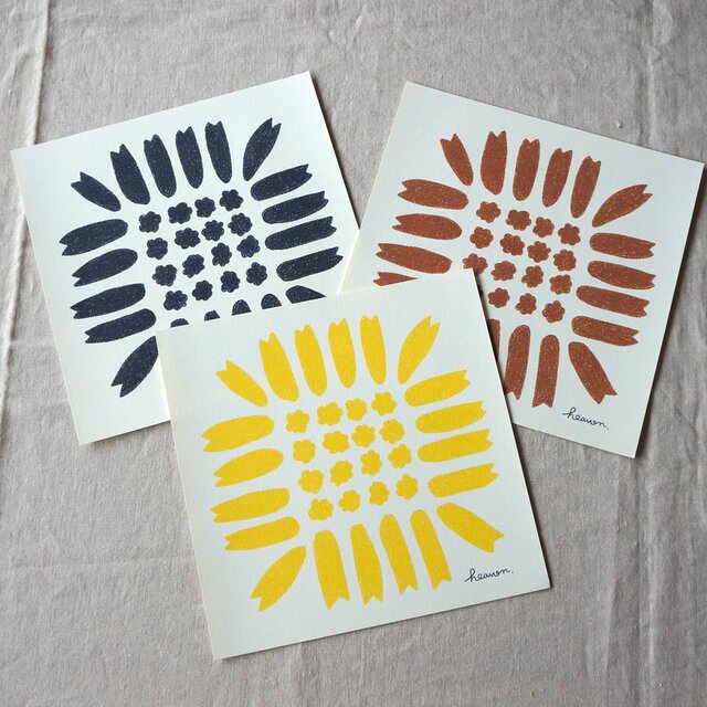 sunflower ( yellow ) 」20cm角ポスター | iichi 日々の暮らしを心地よくするハンドメイドやアンティークのマーケットプレイス