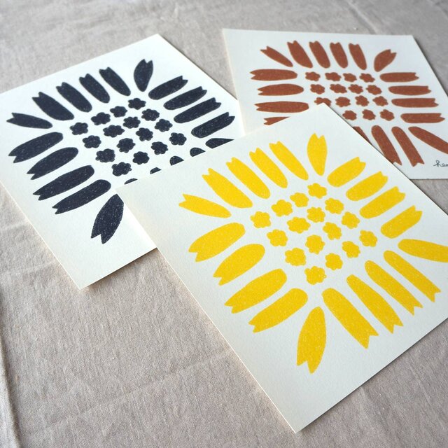 sunflower ( yellow ) 」20cm角ポスター | iichi 日々の暮らしを心地よくするハンドメイドやアンティークのマーケットプレイス