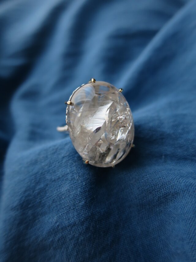 SV・K18 Quartz in quartz Ring | iichi 日々の暮らしを心地よくするハンドメイドやアンティークのマーケットプレイス
