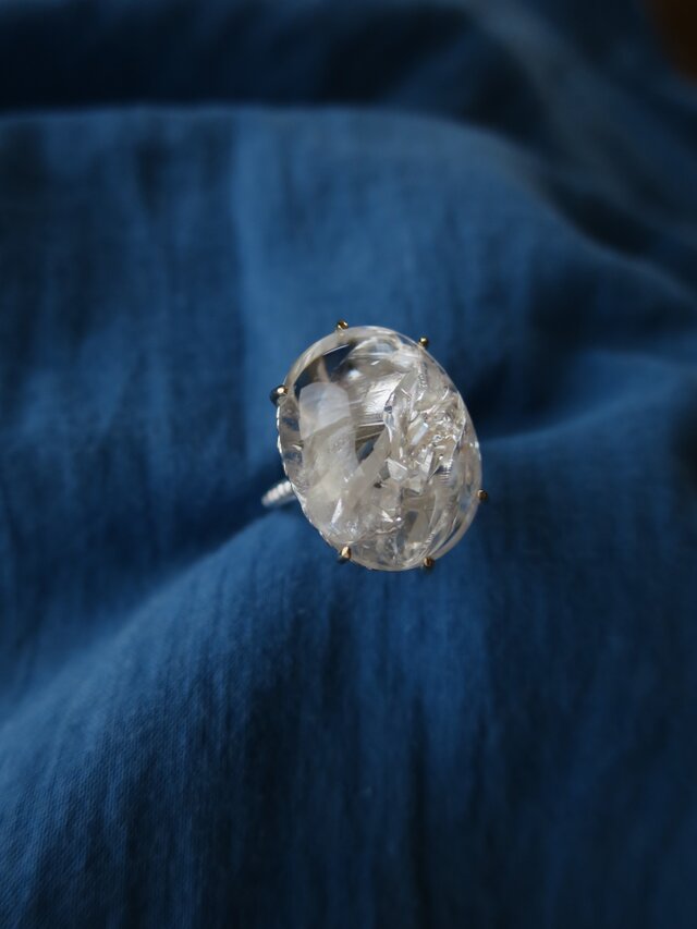 SV・K18 Quartz in quartz Ring | iichi 日々の暮らしを心地よくするハンドメイドやアンティークのマーケットプレイス