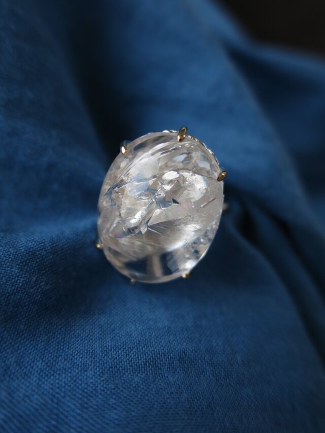 SV・K18 Quartz in quartz Ring | iichi 日々の暮らしを心地よくするハンドメイドやアンティークのマーケットプレイス