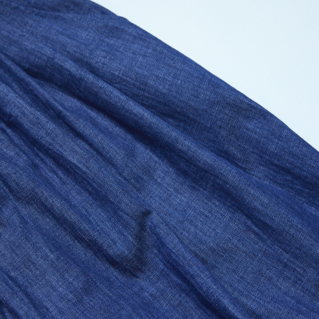 【丈調整できる】プリーツタック ライトオンスのシャンブレー 大人のデニムパンツ 後ろゴム 【3サイズ】 0731BL | iichi 日々の暮らしを心地よくするハンドメイドやアンティークの ...