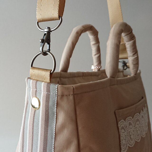 BEIGE FRANCE RIBBON 2WAY BAG [L] | iichi 日々の暮らしを心地よくするハンドメイドやアンティークのマーケットプレイス