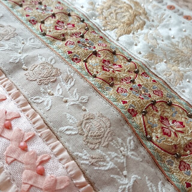 BEIGE FRANCE RIBBON 2WAY BAG [L] | iichi 日々の暮らしを心地よくするハンドメイドやアンティークのマーケットプレイス