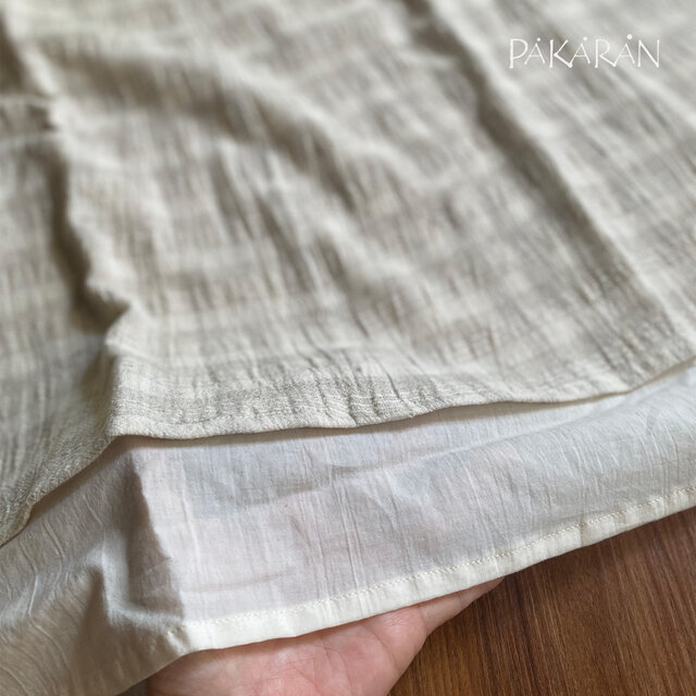 リネンコットンのダブルワンピース・きなりチェック | iichi 日々の暮らしを心地よくするハンドメイドやアンティークのマーケットプレイス