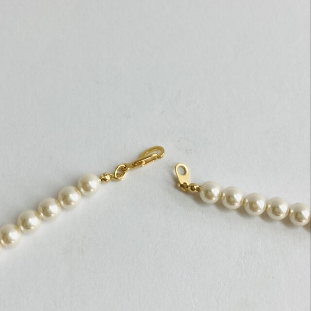 ガラスパールマチネーネックレス/6mm約60cm/クリーム/G/made in japan | iichi 日々の暮らしを心地よくするハンドメイドやアンティークのマーケットプレイス