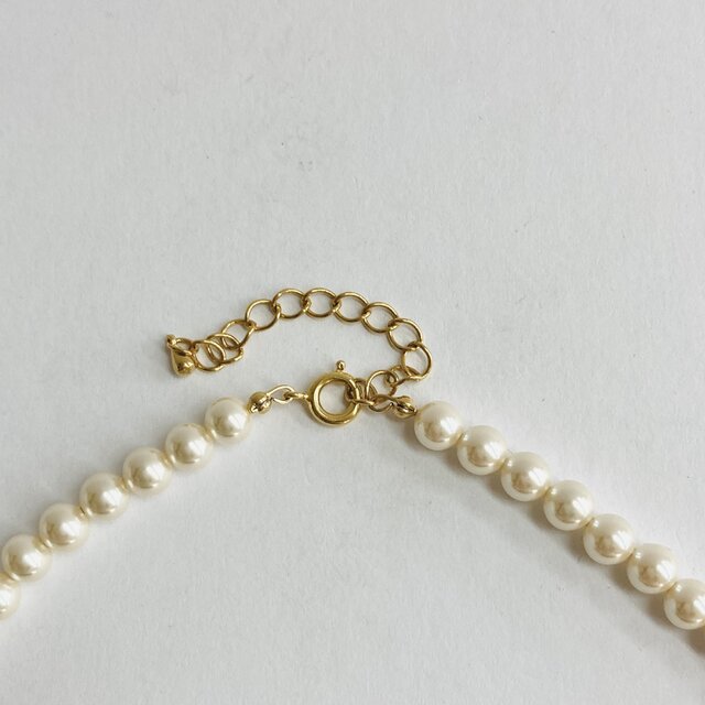ガラスパールネックレスM/6mm約45cm+5cm/クリーム/G/made in japan | iichi 日々の暮らしを心地よくする ...