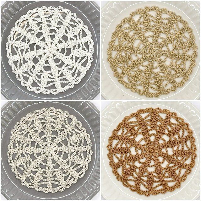 お花とリーフのドイリー/073/ブラウン | iichi 日々の暮らしを心地よくするハンドメイドやアンティークのマーケットプレイス