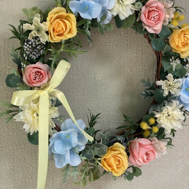 爽やかな紫陽花のリース♡ | iichi 日々の暮らしを心地よくするハンドメイドやアンティークのマーケットプレイス