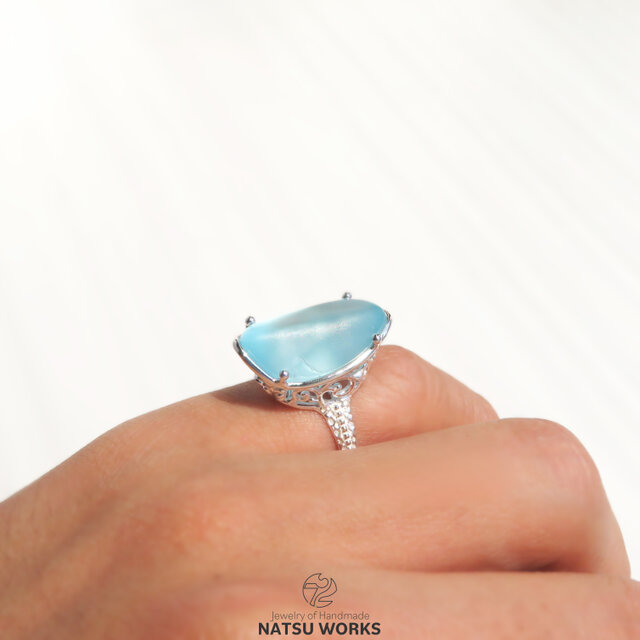 ブルー トパーズ リング / smooth rough-cut Blue Topaz Ring 0 | iichi 日々の暮らしを心地よくするハンドメイドやアンティークのマーケットプレイス