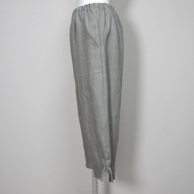 カラーリネン ポップスリットパンツ オールドカーキ フリーサイズ（中厚、リネン100％） | iichi 日々の暮らしを心地よくするハンドメイドやアンティークのマーケットプレイス