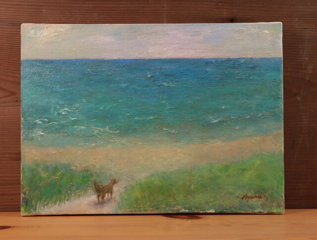 油絵「いつかの海」 | iichi 日々の暮らしを心地よくするハンドメイドやアンティークのマーケットプレイス
