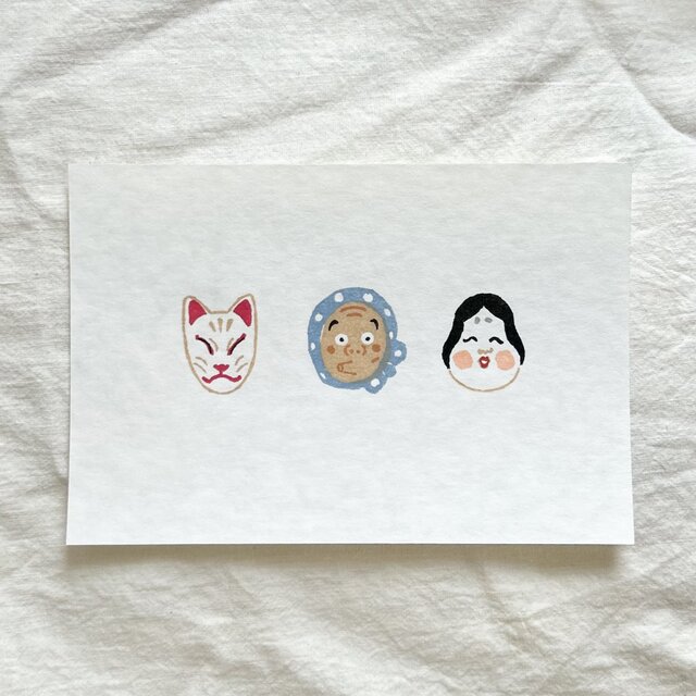 「夏まつり」ポストカード3枚set | iichi 日々の暮らしを心地よくするハンドメイドやアンティークのマーケットプレイス