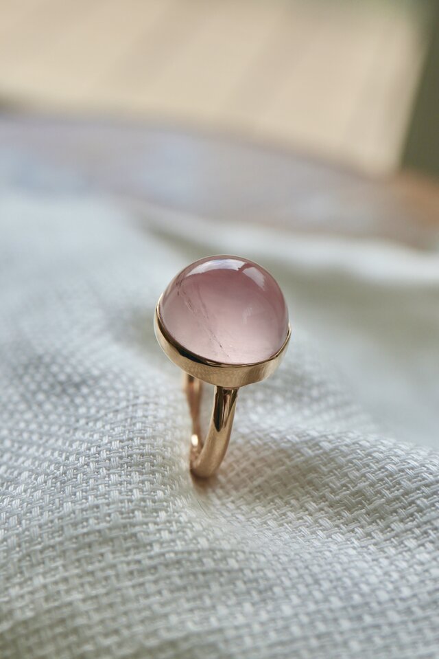 K10[朝露のpink rose]ring | iichi 日々の暮らしを心地よくするハンドメイドやアンティークのマーケットプレイス