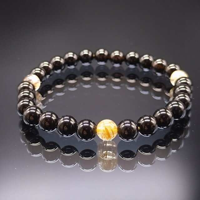 モリオン・ルチルクォーツ・6mm【高品質】ブレスレット | iichi 日々の暮らしを心地よくするハンドメイドやアンティークのマーケットプレイス