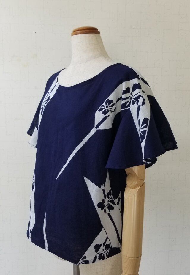 浴衣リメイク ドロップショルダーフレアー袖ブラウス | iichi 日々の暮らしを心地よくするハンドメイドやアンティークのマーケットプレイス