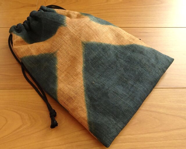 柿渋染の夏巾着（弐） | iichi 日々の暮らしを心地よくするハンドメイドやアンティークのマーケットプレイス