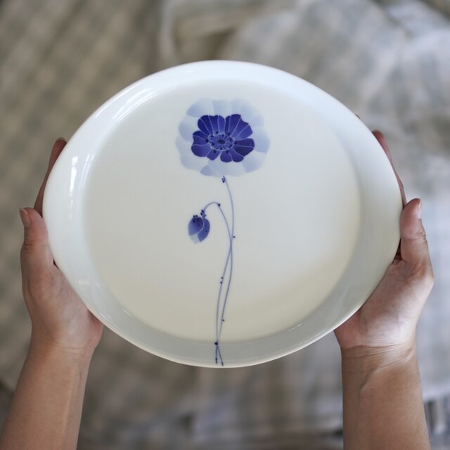 追加のご注文の商品 青いアネモネ 染付のプレートL | iichi 日々の暮らしを心地よくするハンドメイドやアンティークのマーケットプレイス