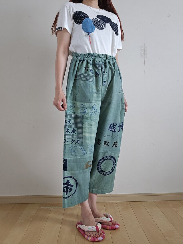 着物リメイク 手作り 染め 手ぬぐい パンツのコピー | iichi 日々の暮らしを心地よくするハンドメイドやアンティークのマーケットプレイス