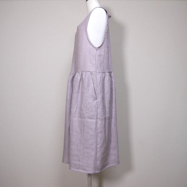 リネン バックリボンワンピース オールドモーブ M・Ⅼ・LL（中厚、リネン100％） | iichi 日々の暮らしを心地よくするハンドメイドや ...