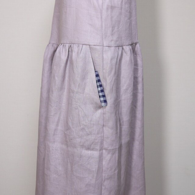 リネン バックリボンワンピース オールドモーブ M・Ⅼ・LL（中厚、リネン100％） | iichi 日々の暮らしを心地よくするハンドメイドや ...