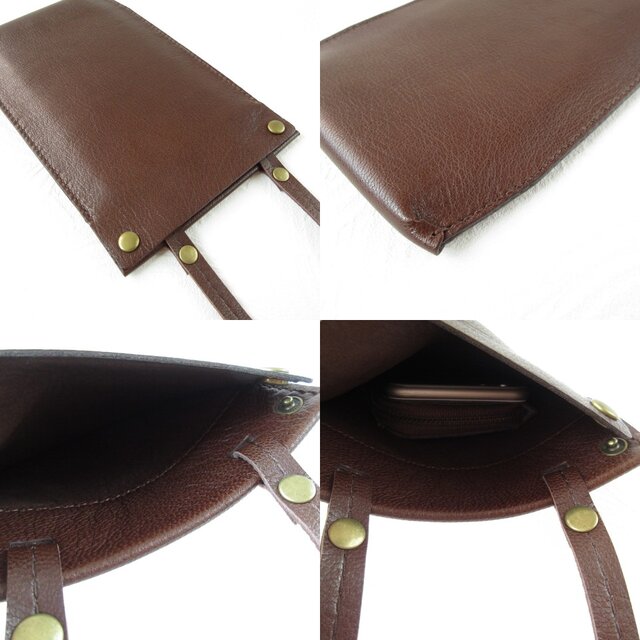 【アウトレットライン】《牛革》スマホショルダー・フラットタイプ・ポーチ・057 | iichi 日々の暮らしを心地よくするハンドメイドやアンティークのマーケットプレイス