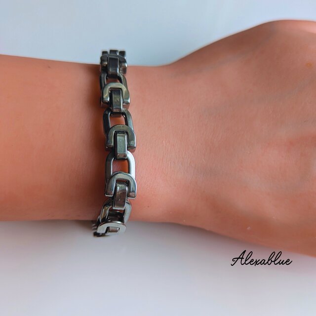 Thick Chain Onyx ブレスレット ユニセックス ブレスレット オニキス メンズ レディース ごつめチェーン | iichi 日々の暮らしを心地よくするハンドメイドやアンティークの ...